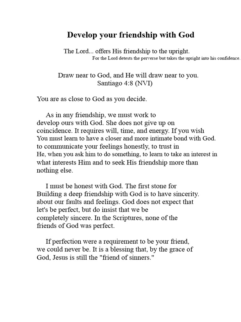 Develop Your Friendship With God | PDF | Love | Jesus