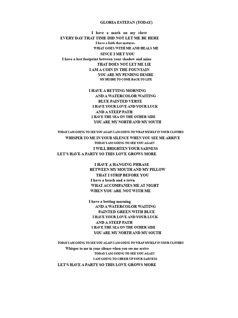 Gloria Estefan: Love and Reunion Poem | PDF