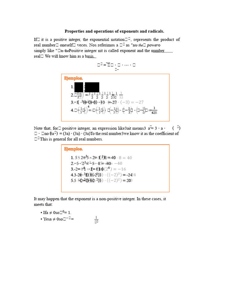 Properties and Operations of Exponents and Radicals | PDF ...