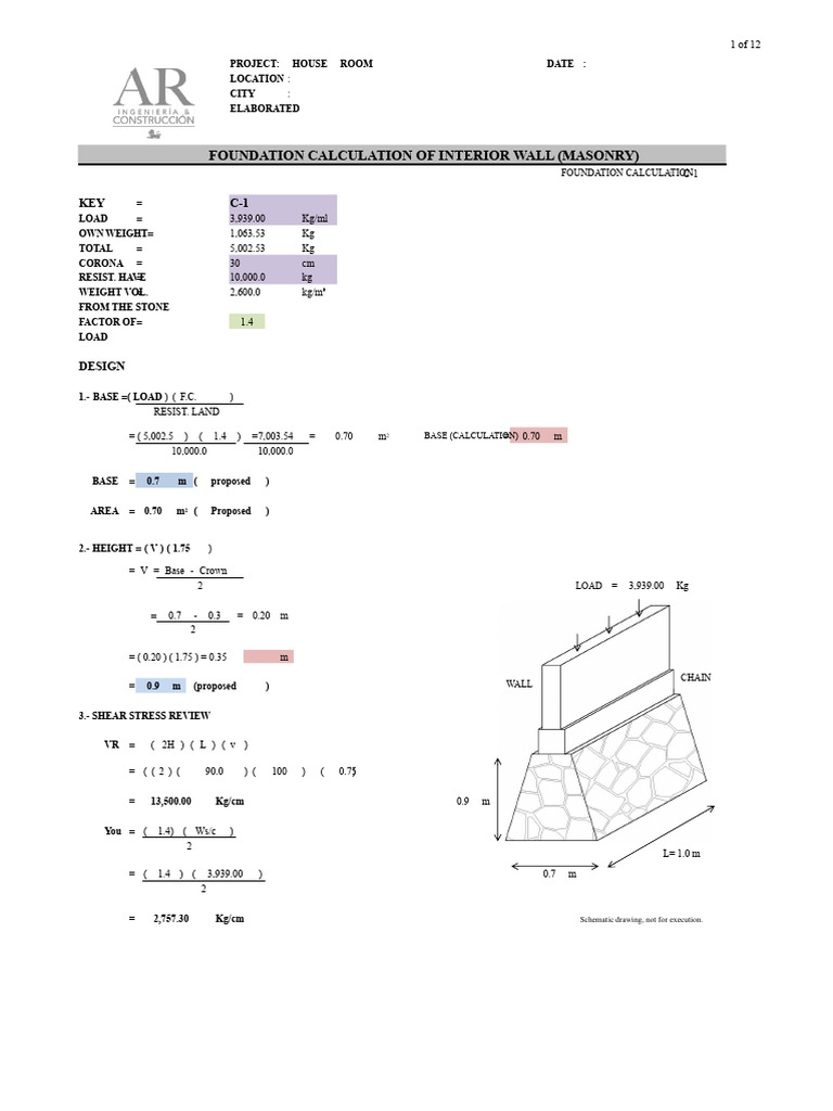 Calculation of Masonry Foundation | PDF | Young's Modulus | Building ...
