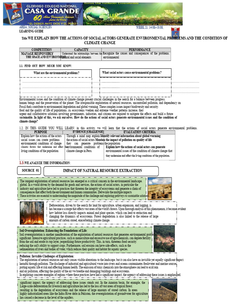 WEEK 21_ SOCIAL SCIENCES_4° WE EXPLAIN HOW THE ACTIONS OF SOCIAL ACTORS ...