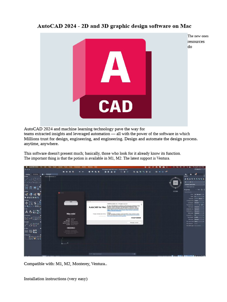 AutoCAD 2024 Installation Guide for Mac | PDF