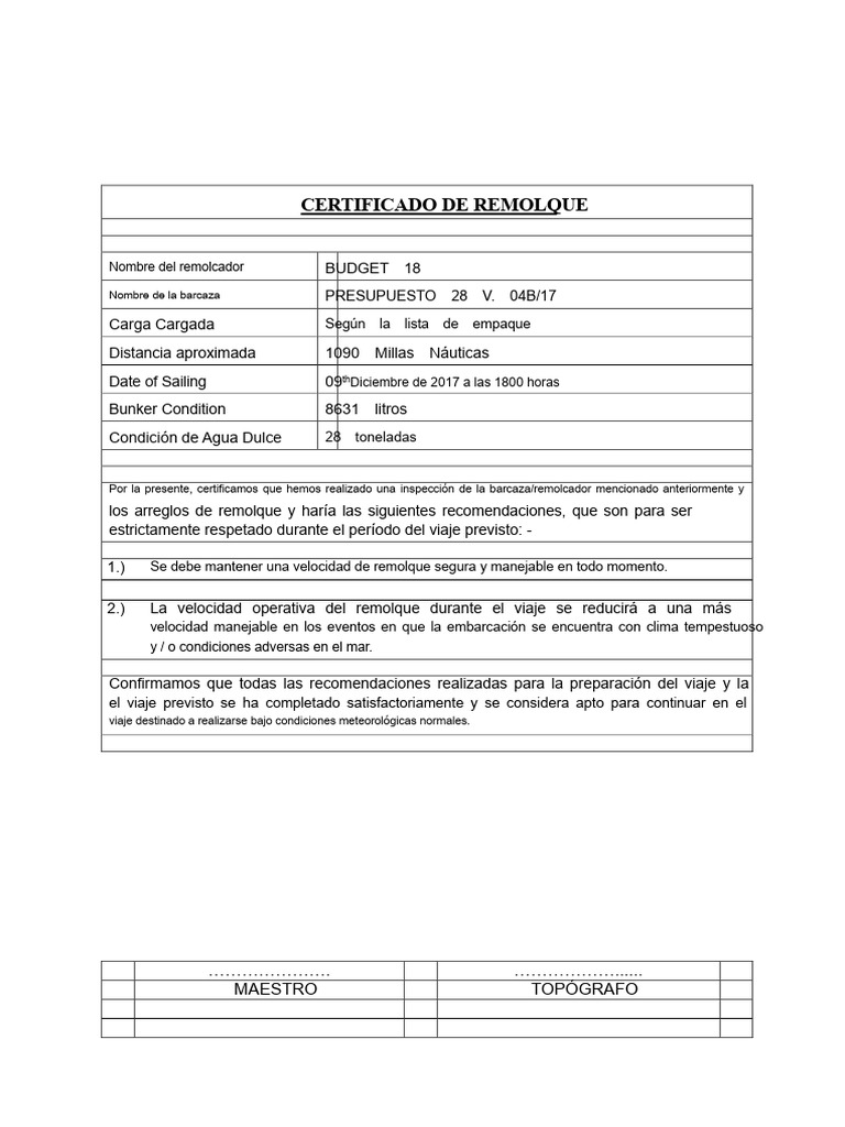 Certificado de Remolque y Navegación | PDF | Remolcador | Envío
