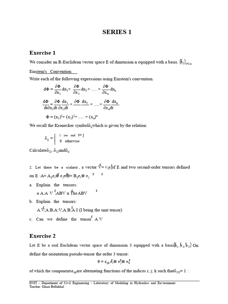 Einstein Notation and Tensor Calculations | PDF | Tensor | Euclidean Vector