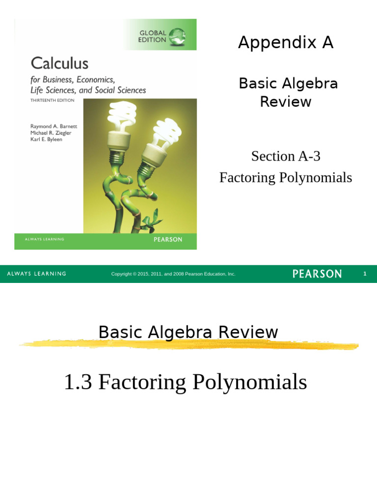 1.3 Factoring Polynomials | PDF | Factorization | Polynomial