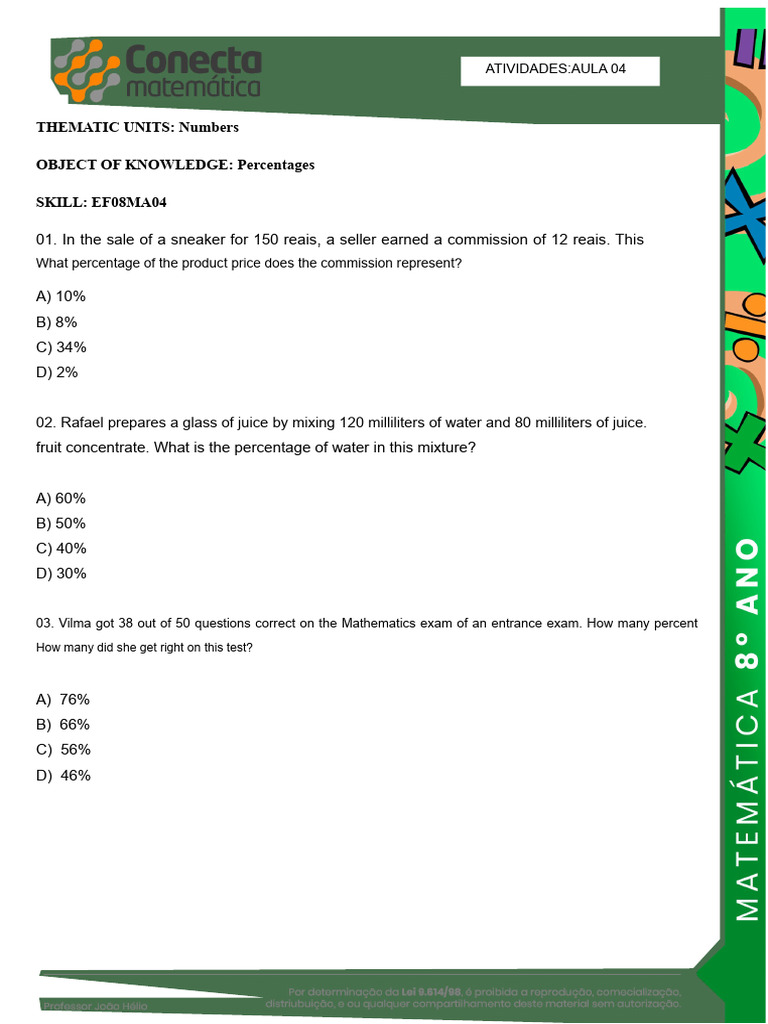 ACTIVITY 04 - Percentages | PDF | Percentage