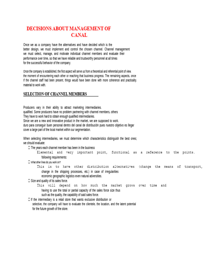 Effective Canal Management Strategies | PDF | Sales | Business Process