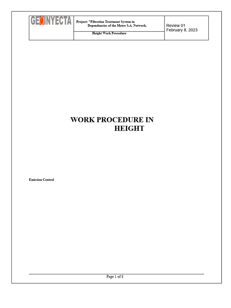 Height Work Safety Procedure Guide | PDF | Personal Protective ...