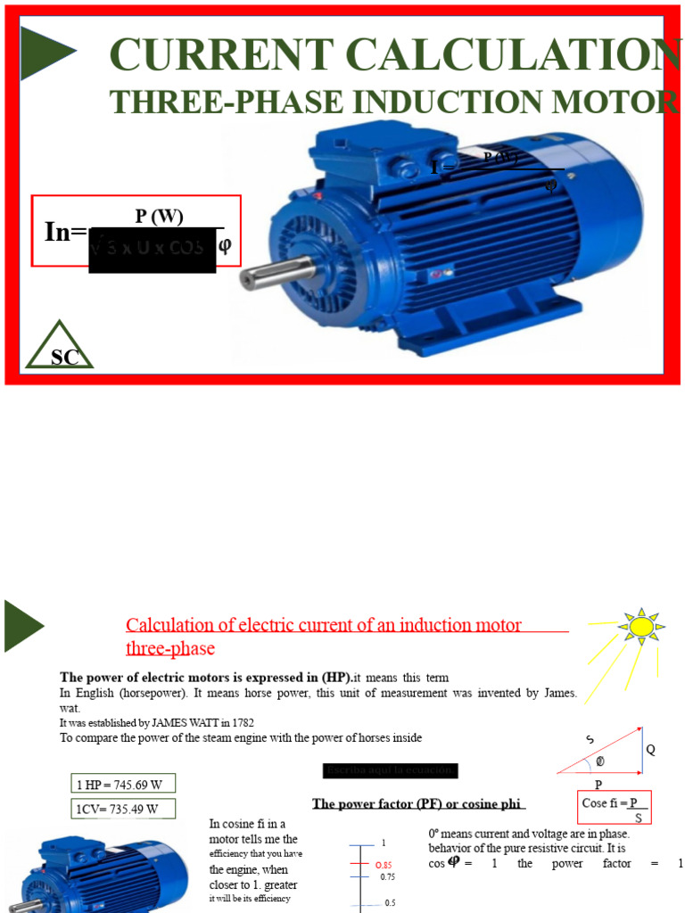 Calculation of Three-Phase Motor | PDF | Horsepower | Electricity