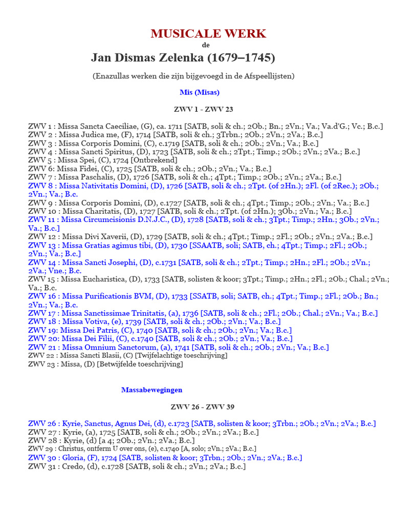 Muziekwerk van Jan Dismas Zelenka | PDF