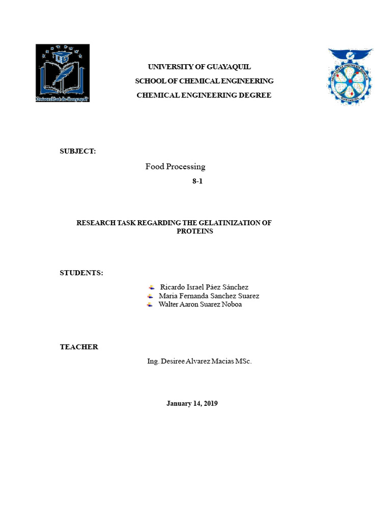 Protein Gelation | PDF | Denaturation (Biochemistry) | Gelatin