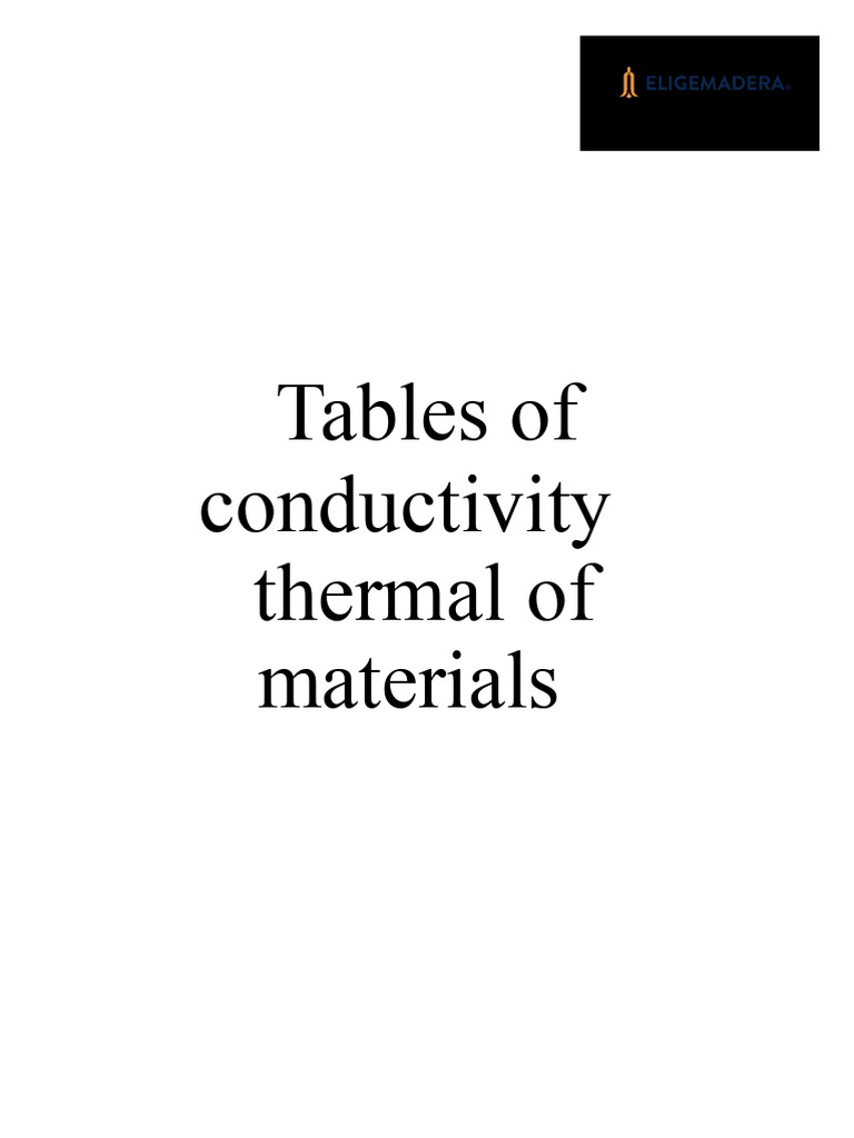Thermal Conductivity Tables | PDF | Construction Aggregate | Concrete