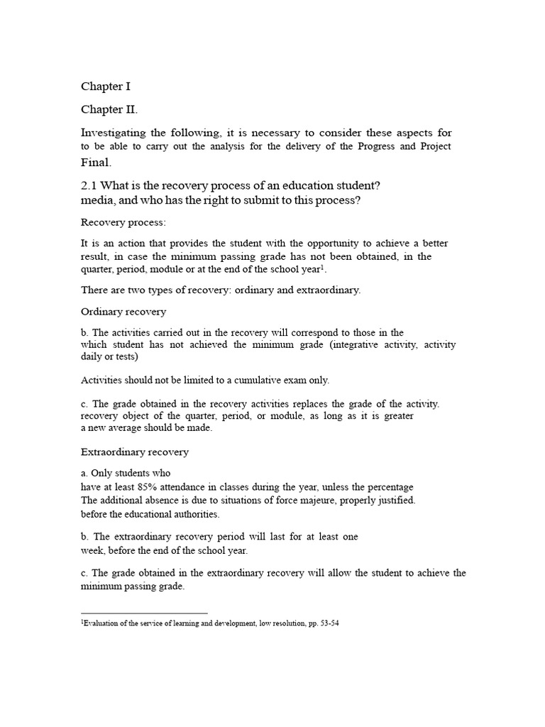 What Is The Recovery Process For A Secondary Education Student | PDF ...