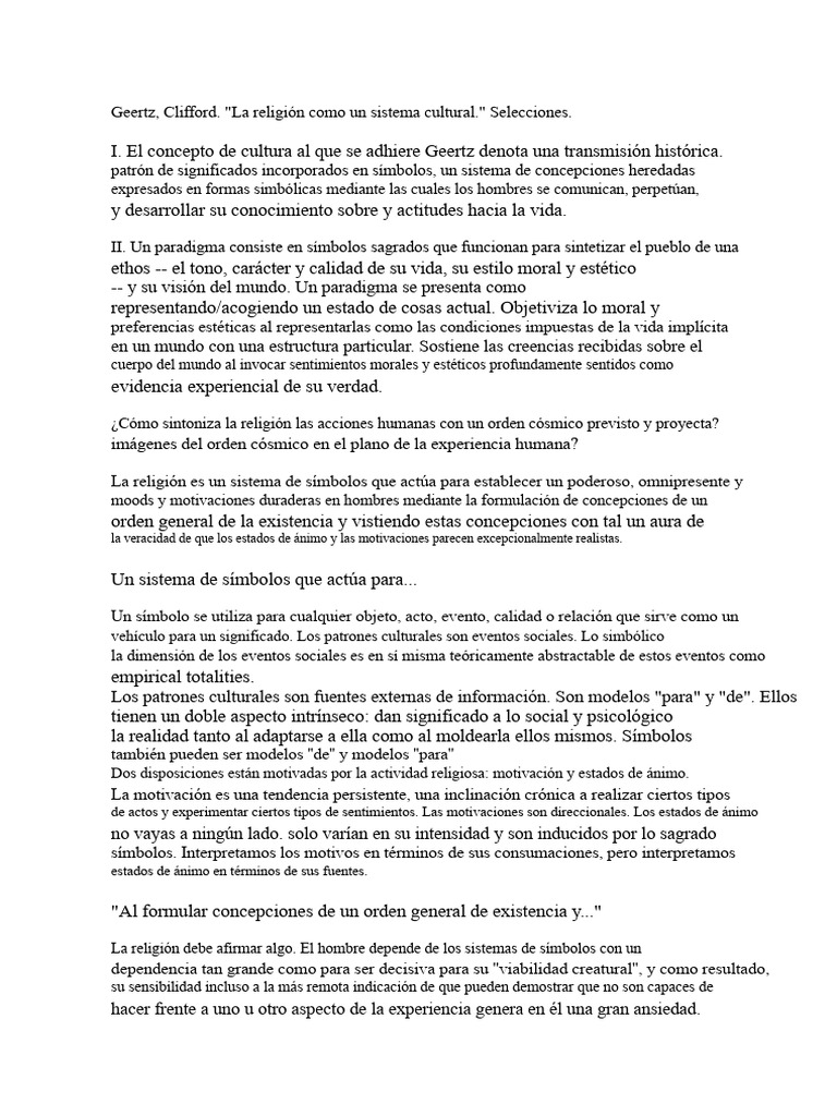 La religión como sistema cultural y simbólico | PDF | Experiencia | Los ...