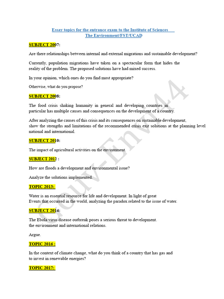 Former ISE Topics | PDF | Natural Environment | Environmental Social ...