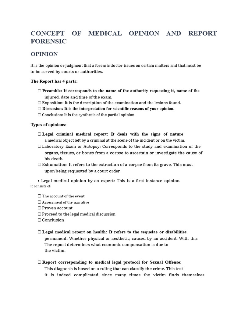 Forensic Medical Opinion and Reports | PDF | Forensic Science | Medical ...