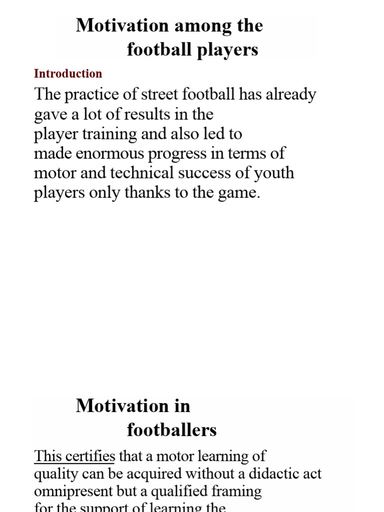 Enhancing Motivation in Young Football Players | PDF | Motivational ...