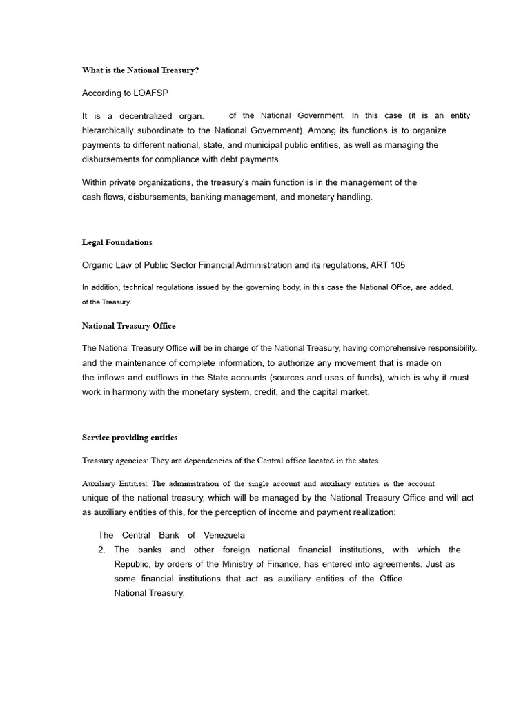 What Is The National Treasury? | PDF | Budget | Public Finance