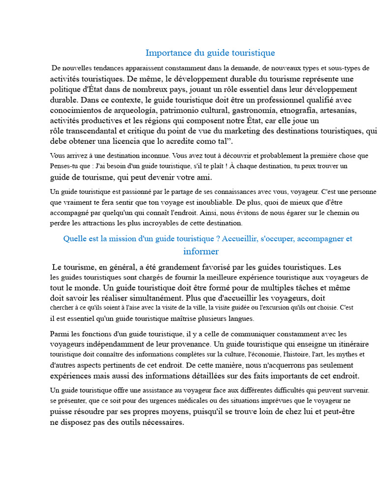Rôle essentiel du guide touristique | PDF | Tourisme | Guide touristique