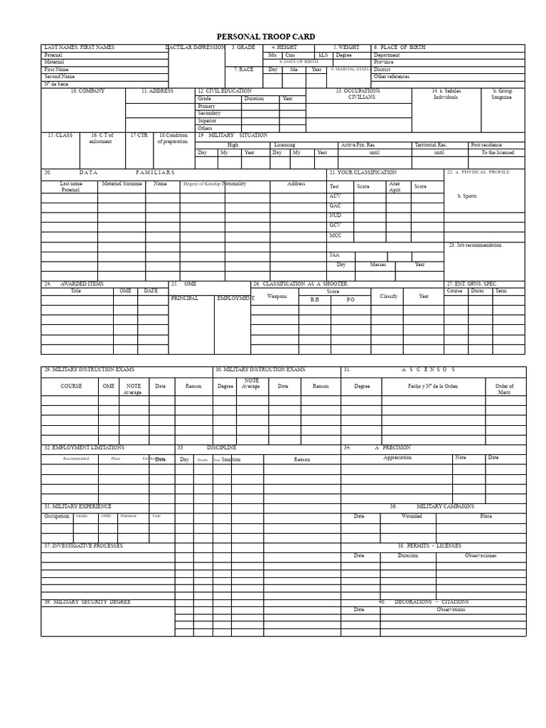 Troop Card | PDF