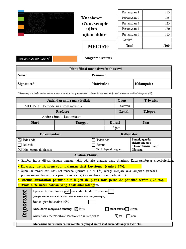 CONTOH UJIAN AKHIR | PDF