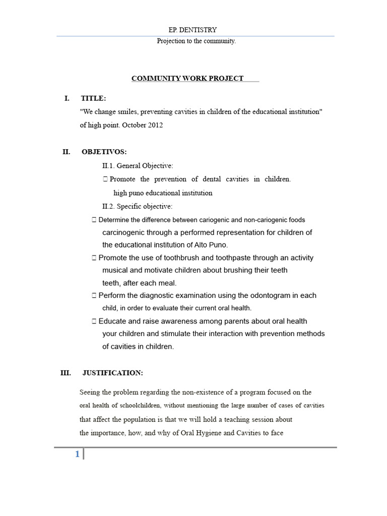 Final Work Project | PDF | Oral Hygiene | Dentistry