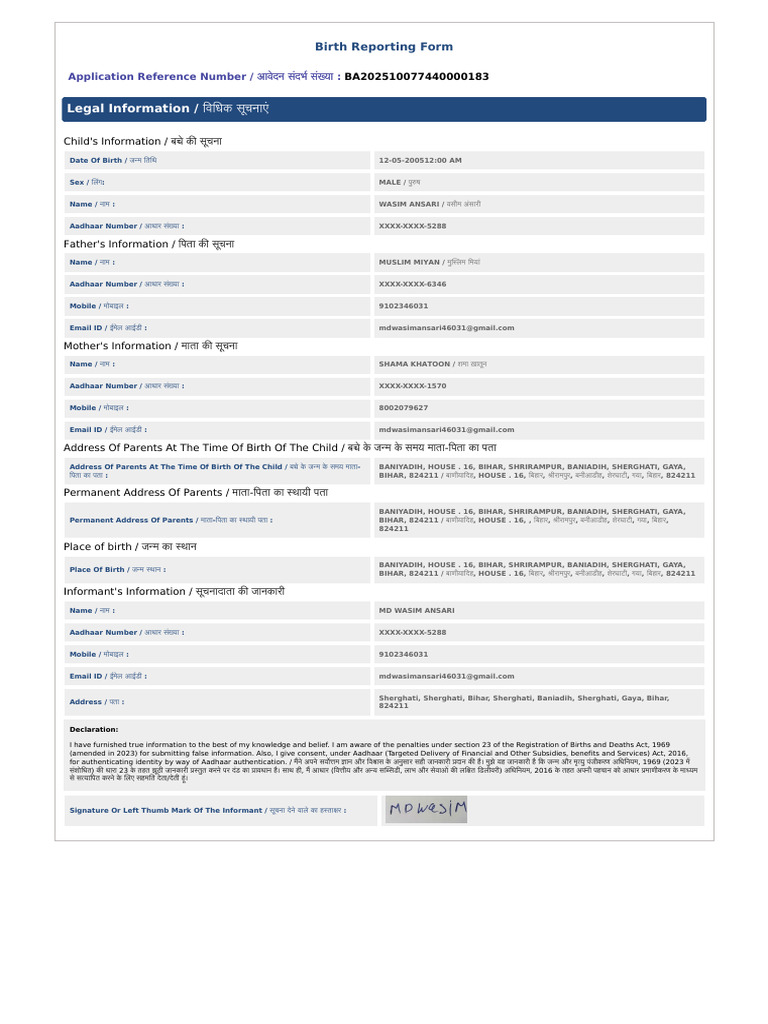 BA202510077440000183 Reporting Form | PDF