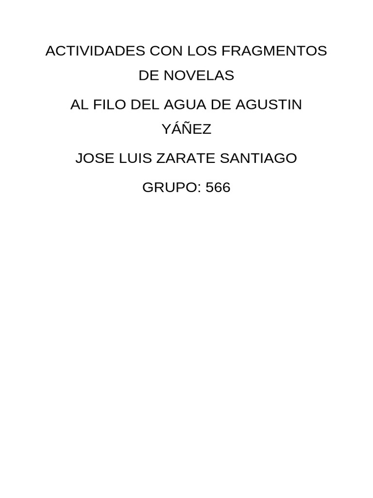 Actividades sobre "Al filo del agua" | PDF