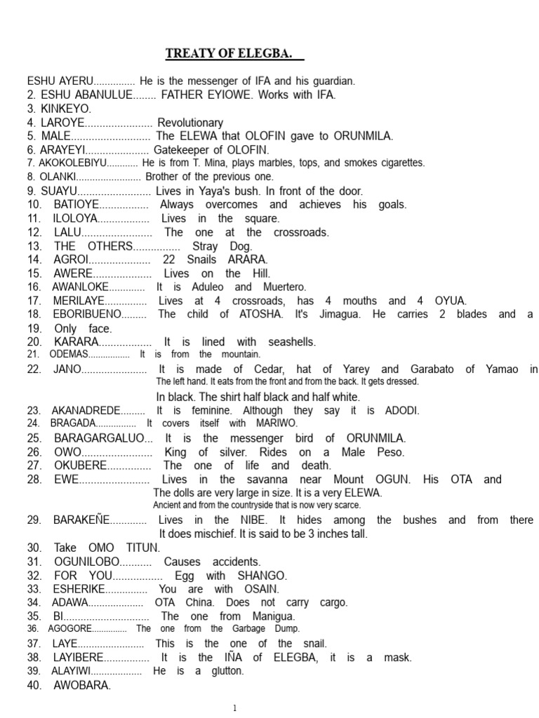 Treaty of Elegba: Eshu and Rituals | PDF