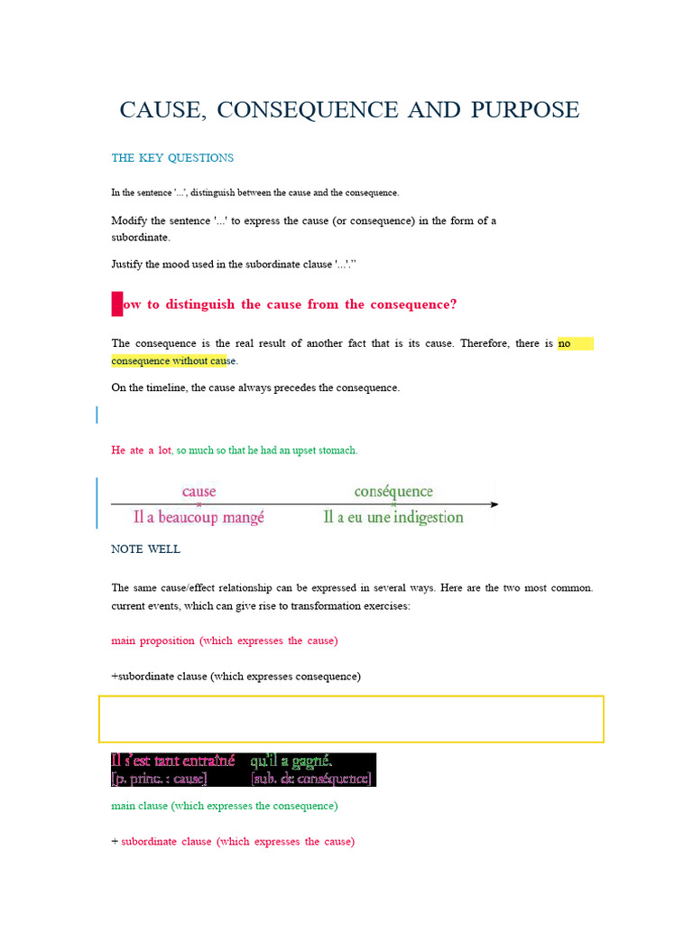 Understanding Cause, Consequence, and Purpose | PDF | Clause | Verb