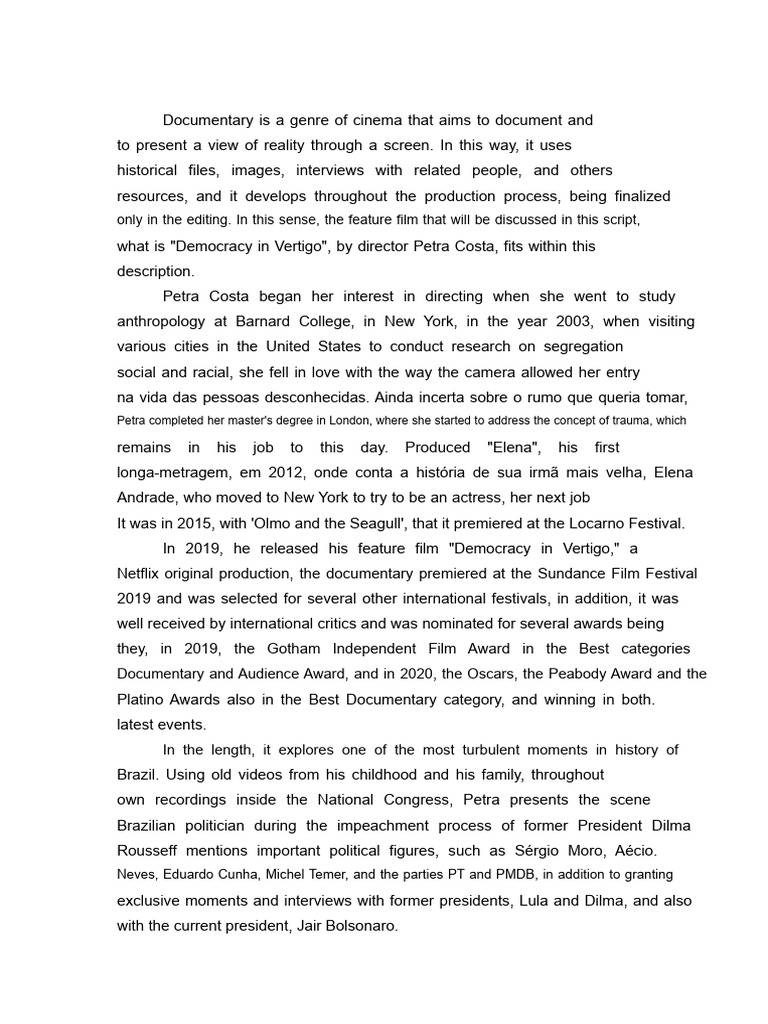 Script 1 - Democracy in Vertigo | PDF | Dilma Rousseff | Brazil