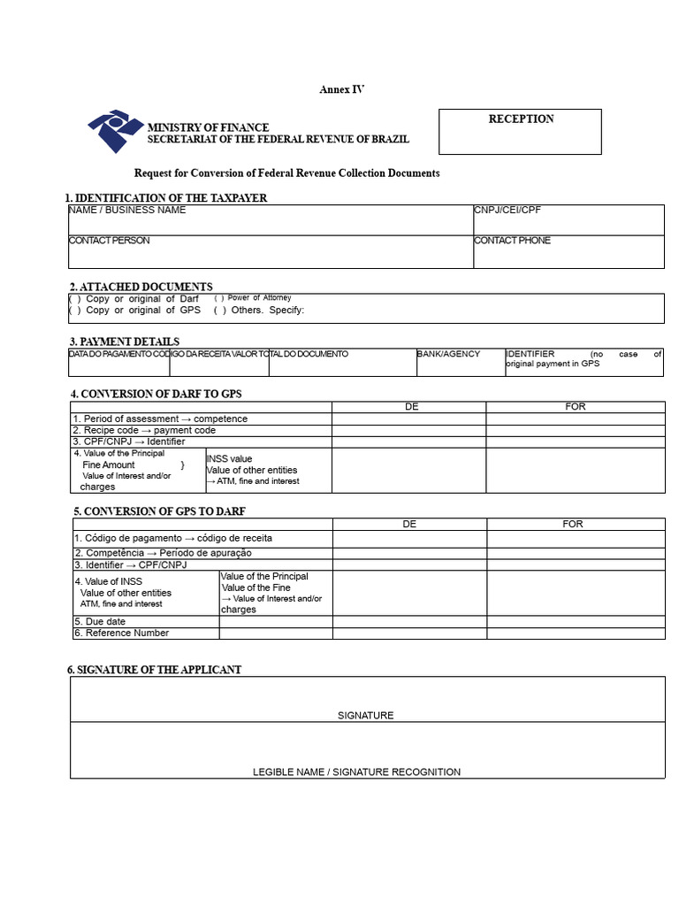 Request For Conversion of Federal Revenue Collection Documents | PDF