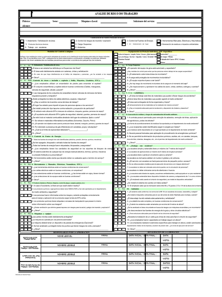 ART - PERMISO DE TRABAJO - modelo | PDF | Escalera | Soldadura