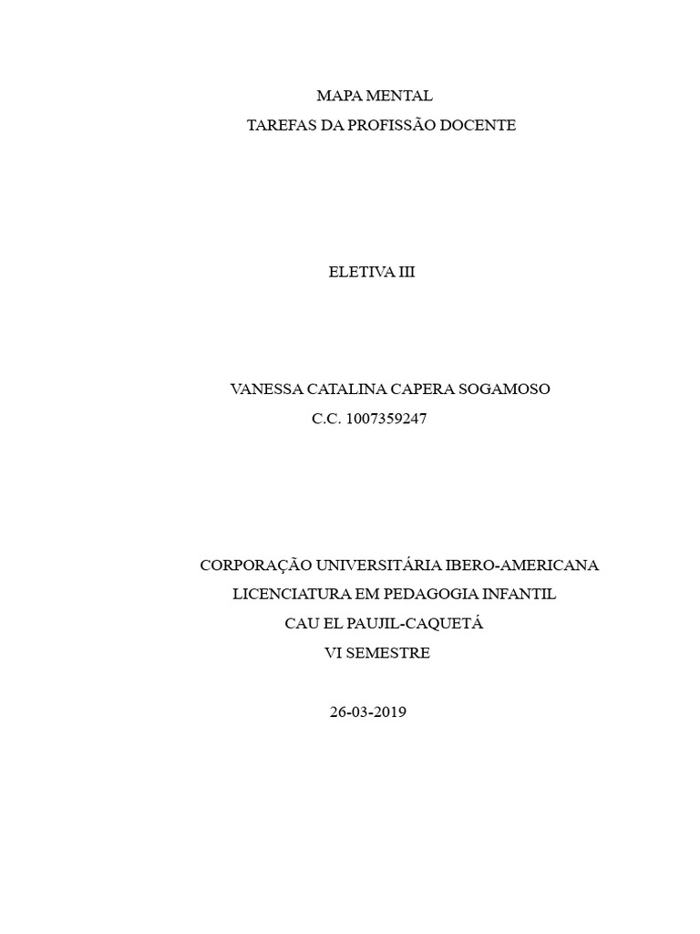 MAPA MENTAL Tarefas Da Profissão Docente | PDF | Pedagogia ...