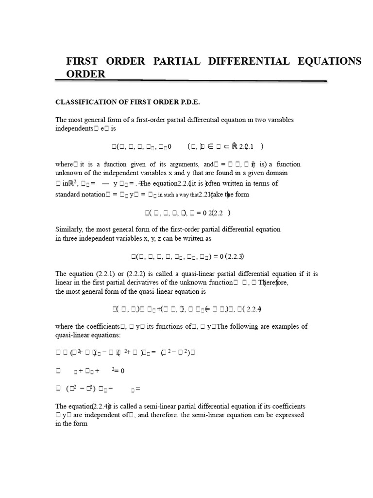 First Order Partial Differential Equations | PDF | Partial Differential ...