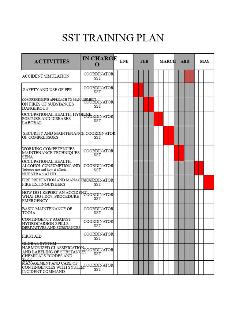 SST Training Plan.xlsx | PDF | Occupational Safety And Health | Safety