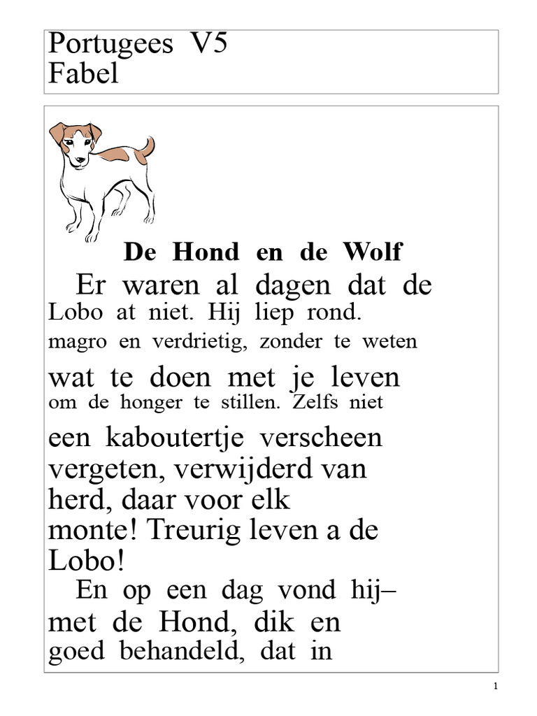 De Fabel Van de Hond en de Wolf | PDF