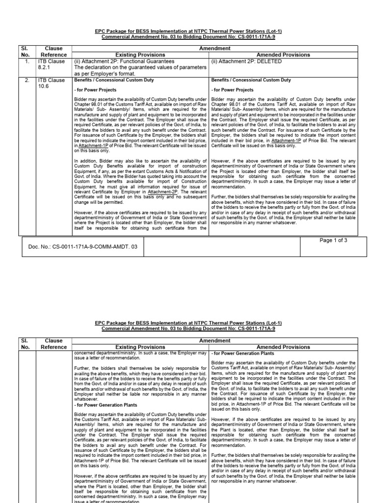 BESS Implementation EPC Package Amendment | PDF | Power Inverter ...