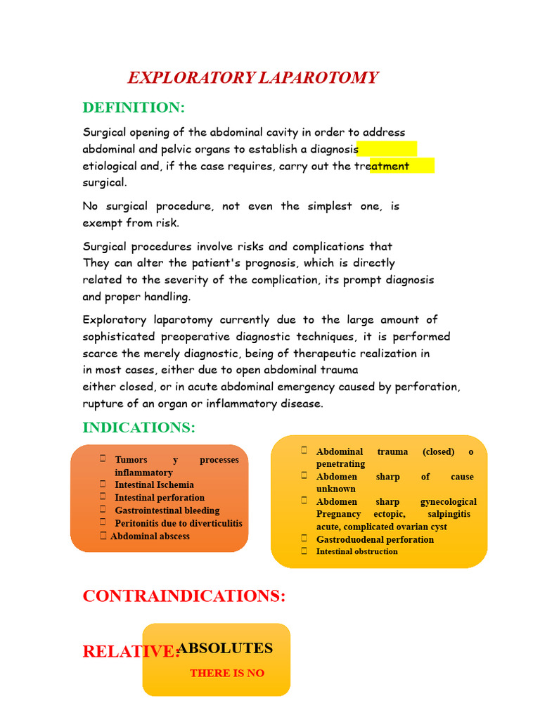 EXPLORATORY LAPAROTOMY | PDF | Peritoneum | Medical Specialties