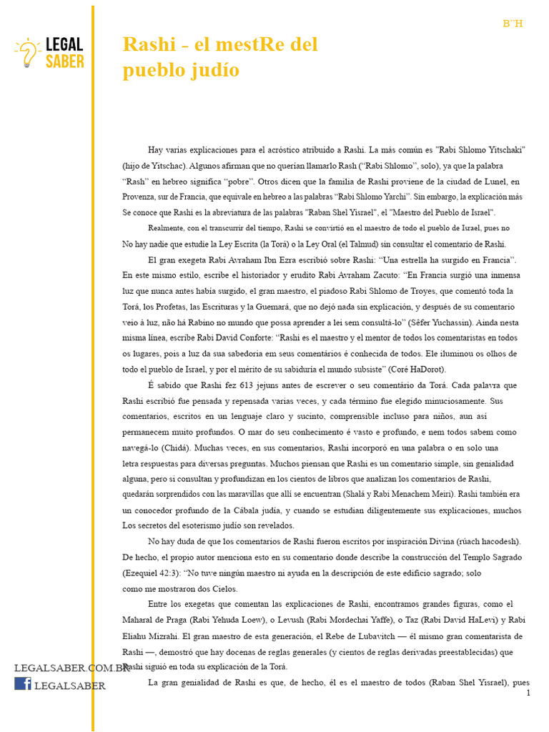 Rashi: Maestro del Pueblo Judío | PDF | Talmud | Judaísmo