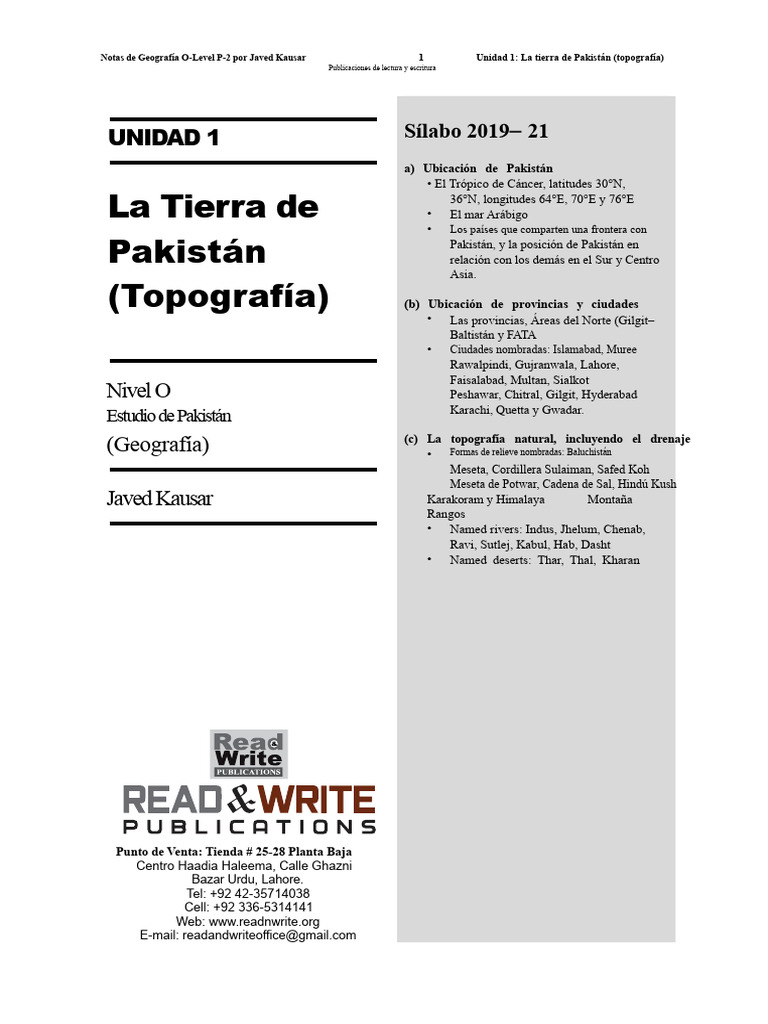 Geografía de Pakistán: Topografía y Ubicación | PDF | río indú | Pakistán
