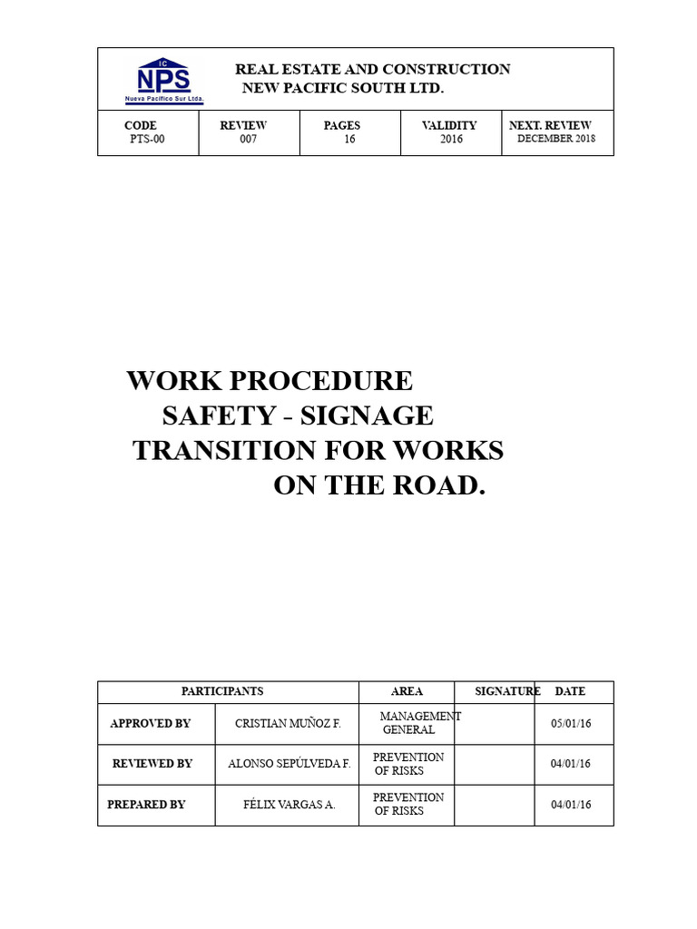 Road Work Safety Signage Procedures | PDF | Traffic | Road