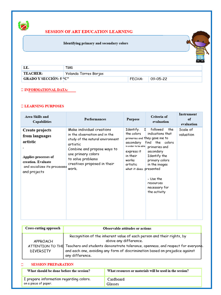 Session Art The Colors 9-05-22 | PDF | Evaluation | Learning