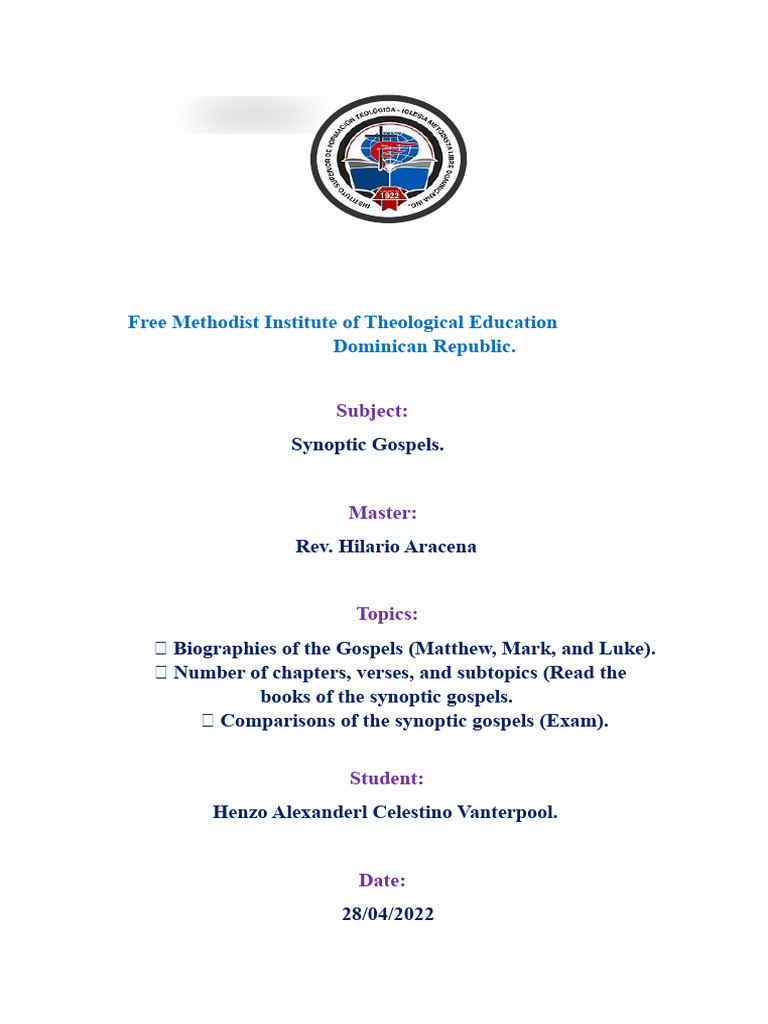 Synoptic Gospels: Biographies Overview | PDF | Jesus | Gospel Of Matthew