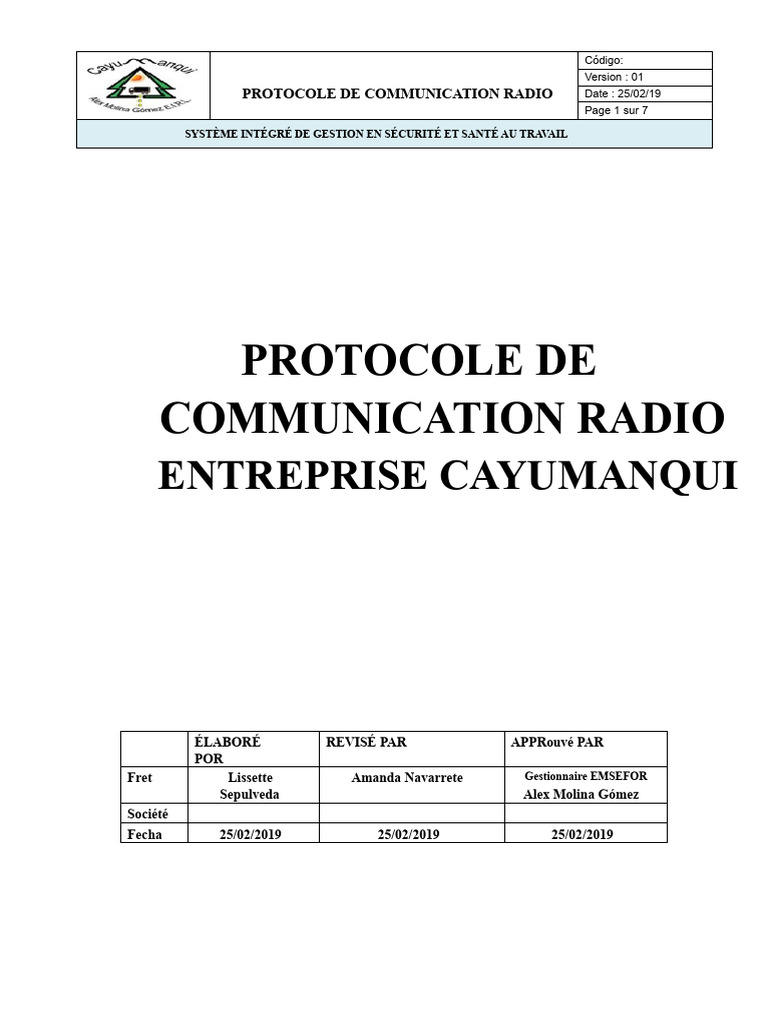 Protocole de Communication Radio en Sécurité | PDF | Radio ...