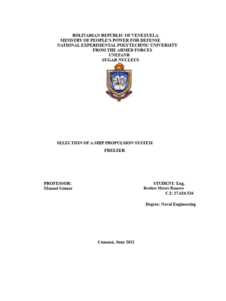 Selection of The Propulsion System | PDF | Ships | Engines