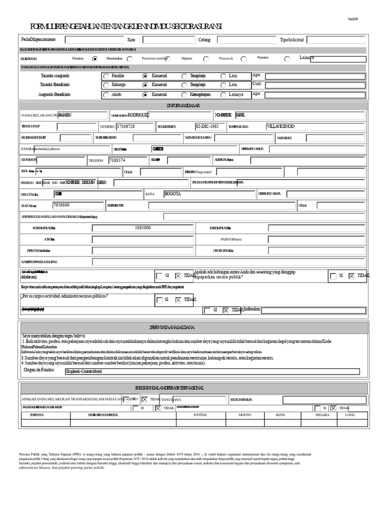 Formulir Pengetahuan Klien Asuransi | PDF