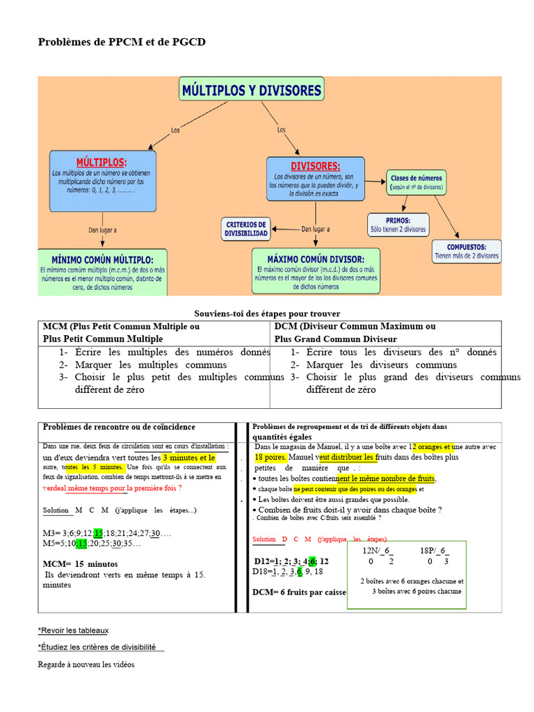 Problèmes de PPCM et PGCD expliqués | PDF | Arithmétique | Mathématiques