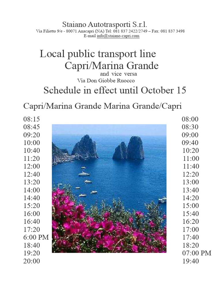 Bus Schedule Capri Staiano | PDF