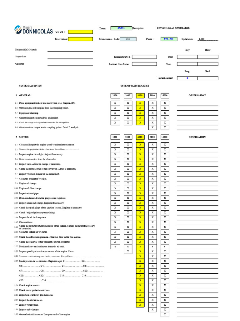 Maintenance Guidelines For CAT G3516 Gas Generators | PDF | Motor Oil ...